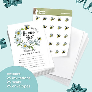 Desert Cactus Bumble Bee Baby Shower Invitations Invite Cards (25 Count) With Envelopes Girl Boy (25ct Baby) Bee 3
