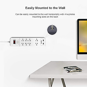 Huntkey Power Strip Surge Protector 4000 Joule, 3 USB Charger Port 12 Widely Space Outlet 6Ft Extension Cord Power Bar for Office Room (Black)