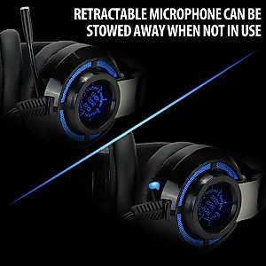 ENHANCE Scoria USB Gaming Headset with Noise Cancelling Mic, 7.1 Surround Sound, Bass Vibration, LED Lighting & In-Line Controls - Gaming Headphones for PC, Laptop, PS5, PS4 - TeamSpeak Certified