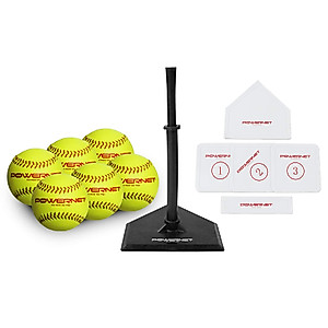 PowerNet Corbin Carroll Softball T-Ball Coaching Bundle | 8 Piece Tee-Ball Set Includes Soft Core Softballs, Adjustable Tee, Throw Down Bases to Coach