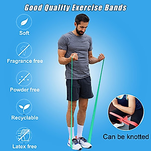 Resistance Bands for Working Out Women and Men, Physical Therapy Bands, Elastic and Exercise Bands Set for Stretching, Suitable for Rehab, Yoga, Pilates, Gym, Home Exercise (Five Colors)