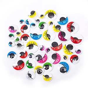Black Plastic Googly Wiggle Eyes,Self-Adhesive Round Assorted Sizes Sticker Eyes for DIY Crafts Doll Making Scrapbooking(Multicolor Mixed 42PCS)