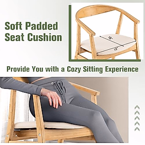 Giantex Bamboo Accent Chair - Wood Natural Boho Accent Dining Chairs with Armrest and Curved Backrest, Accent Arm Chair for Living Room, Dining Room, Small Space