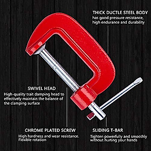 2 Piece C-Clamp Set - Lazat Chef, Heavy G-Type Fixture, Jaw Opening Fixed Clamp