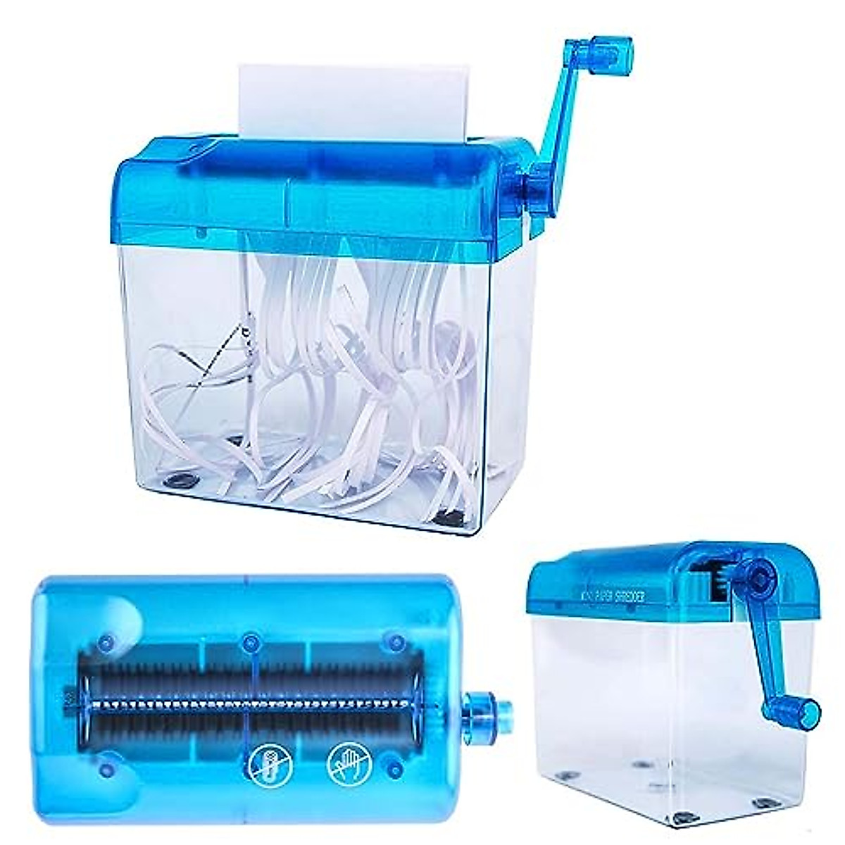 Manual Paper Shredder Mini Hand Shredder Portable，Paper Shredder for Office Home， Mini Portable Paper Shredder Documents Paper Cutting Tool (Blue)