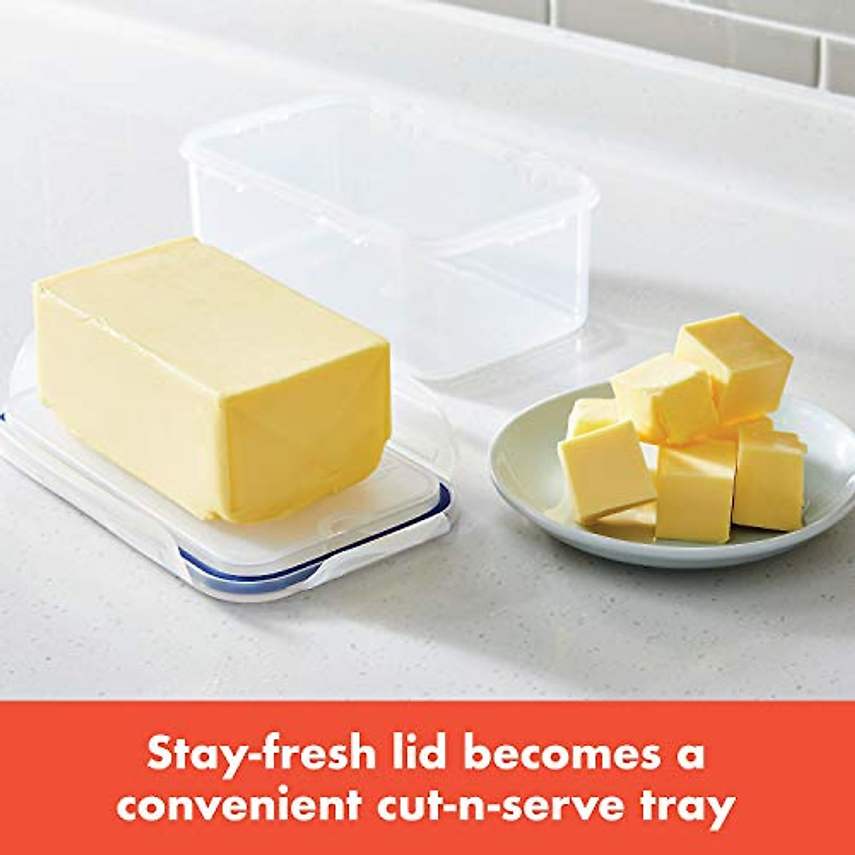 LocknLock Easy Essentials Food Storage lids/Airtight containers, BPA Free, Butter-25 oz, Clear
