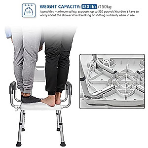 Morimoe Shower Chair for Elderly,Wide Seat,Easy Assembly,Adjustable Height,Non-Slip Feet