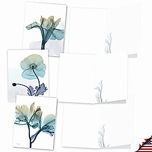 The Best Card Company - 10 Boxed Note Cards with Flowers - Blank Assorted Floral Notecards Bulk (4 x 5.12 Inch) - Blooming Expressions AM6221OCB-B1x10