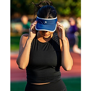 SAAKA Sport Visor for Women. Soft, Stretchy, Lightweight & Adjustable. Running, Tennis, Golf & Sports. (Navy Blue)
