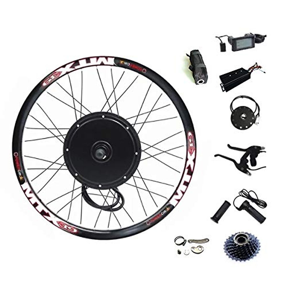 NBPOWER 72V 2000W Rear Wheel Motor, 2000W Electric Bicycle Conversion Kit with Mutifunction SW900 Display,72V 45A Controller, with 7 Speed flywheel (26inch)