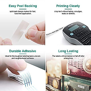 4 Pack Replace for Dymo D1 45013 Label Tape Refill 45013s S0720530 12mm x 7m, 1/2 Inch Labeling Tape for Dymo LabelManager 160 210D 280 420P 360D 450 450DUO Label Maker, Black on White