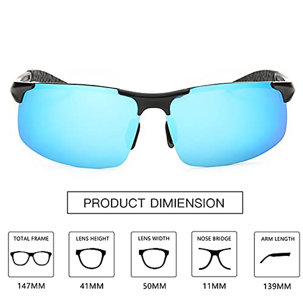 MOORAY Mens Polarized Sports Sunglasses UV Protection Sunglasses for Men Cycling Driving Fishing(Blue,Black)
