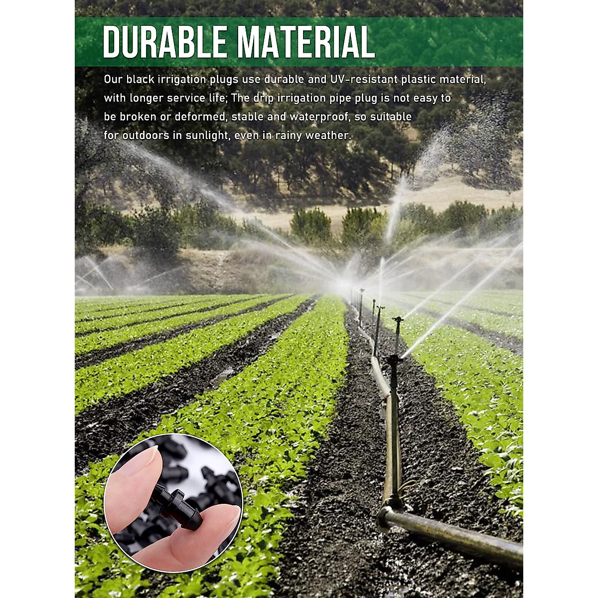 Kalolary 500 Pcs Drip Irrigation Plug, 1/4 inch Tube End Closure Irrigation Plugs Irrigation Stopper for Home Garden Lawn Supplies(Black)