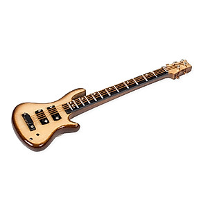 Bass Guitar Miniature Replica Yellow Wood Tone 2 x 4 Resin Refrigerator Magnet