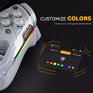 ManbaOne Interactive Screen Wireless Gaming Controller for PC/Switch/iOS/Android,Hall Effect Stick & Trigger,RGB Lighting,Remappable Buttons,1800mAh with Charging Dock (White)