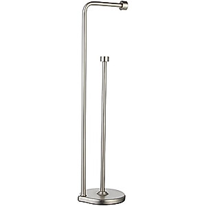 Amazon Basics Free Standing Bathroom Toilet Paper Holder Stand with Reserve, Silver Nickel