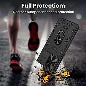 VEGO for iPhone 13 Pro Max Case with Slide Camera Cover, Built-in 360° Rotate Ring Kickstand Magnetic Shockproof Cover Case for iPhone 13 Pro Max & iPhone 12 Pro Max 6.7 inch - Black