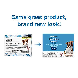 Amazon Basics Flea and Tick Topical Treatment for Medium Dogs (23-44 pounds), 6 Count (Previously Solimo)