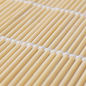GARASANI 2 Pack Bamboo Gimbap Sushi Making Kit, 2 x Natural Bamboo Mat, 1 x Cooking Brush, 9.4" x 9.4" (Beige)