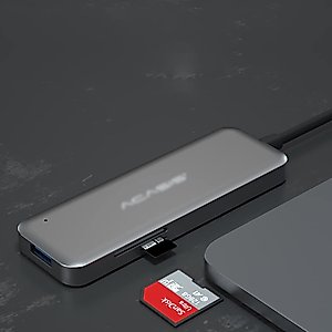 Port Expander 5 in 1 USB C Adapter USB C Docking Station with 4K HDMI, USB-C 60W PD, USB 3.0 Ports, SD/TF Card Reader, USB C Hub USB Splitter