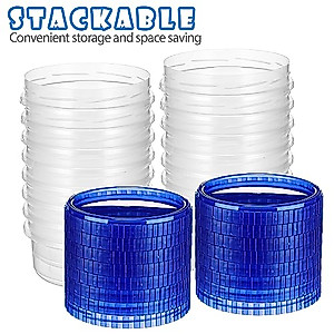 Yinkin 30 Pack Plastic Freezer Containers for Food Storage, Twist Top Food Soup Storage Containers with Lids, Stackable, Reusable, Leakproof, Airtight, Stackable, Microwave Safe (Blue)