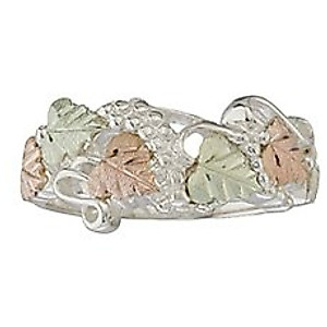 Black Hills Gold Ring in Sterling Silver with Clusters of Grapes