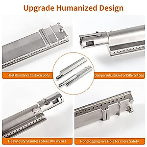 Kingsource 16.1" Stainless Steel Grill Burners Replacement, Heavy Duty Cast Grill Burner 1 PC for Bull,Bull Cal Flame Blaze Aussie Bakers Chefs Turbo Thermos Char Broil Jenn Air Nexgrill