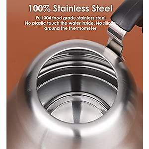 Chefbar Tea Kettle for Stovetop, Barista's Choice Gooseneck Pour Over Coffee Kettle with Flow Control, Food Grade Stainless Steel Water Kettle, Tea Pot for Home & Kitchen Small Tea Kettle 28oz, Silver