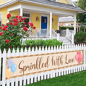 Sprinkled With Love Baby Shower Large Banner Sign Backdrop,Welcome Baby Party Decorations Supplies ,Baby Shower Decor For Baby Boy Or Girl Baby Shower Decorations 9.8x1.6ft