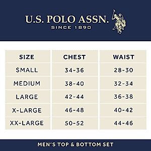 U.S. Polo Assn. Men's Pajama Set - 2 Piece Long Sleeve T-Shirt and Fleece Lounge Pants, Gift Box, Size Medium, Sky Captain
