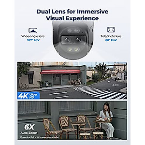 REOLINK 4K PTZ Security Camera System, IP PoE 360 Camera with Dual-Lens, Auto 6X Hybrid Zoomed Tracking, 355 Pan & 90 Tilt, Outdoor Surveillance, 2022 New Released, AI Detection, Trackmix PoE