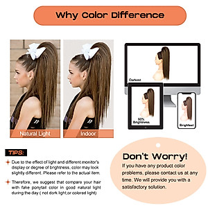 SEIKEA Cheer Ponytail Hair Piece, 16" Champagne Blonde Straight Cheerleader Hairpiece Ponytail Extension for Cheerleader Competition, Dance