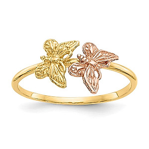 IceCarats 14K Two Tone Gold Butterfly Ring Size 7
