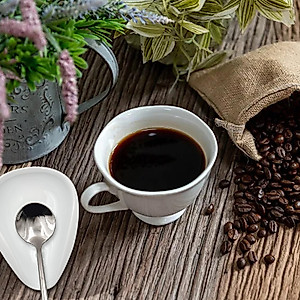 KWAGOCAR 4 Pcs Coffee Spoon Rest and Spoon Ceramic Coffee Spoon Rest Mini Coffee Spoon Holder Small Teaspoon Holder Coffee Bar Coffee Stirrers Holder for Kitchen Counter Coffee Station Bar Lovers