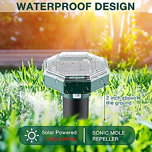 16 Pack Solar Mole Repellent Ultrasonic Gopher Repellent Solar Powered Waterproof Snake Repellent Vole Mole Deterrent Spikes Rodent Mouse Repellent for Outdoor Garden Yard Lawn