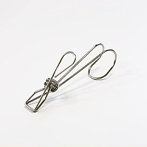 Clothes Pin Hook Long Tail 4 Pack Stainless Steel Metal Clothes Clip Hanging Wire Kitchen Bathroom Office Laundry 4.13-INCHJAPAN