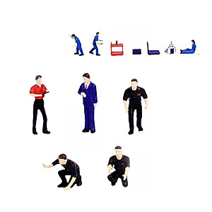 Colcolo 12 Pieces Hand Painted 1/64 Repairman Figure and Tools Model Scene Train Railway Micro Landscape Desktop Ornament