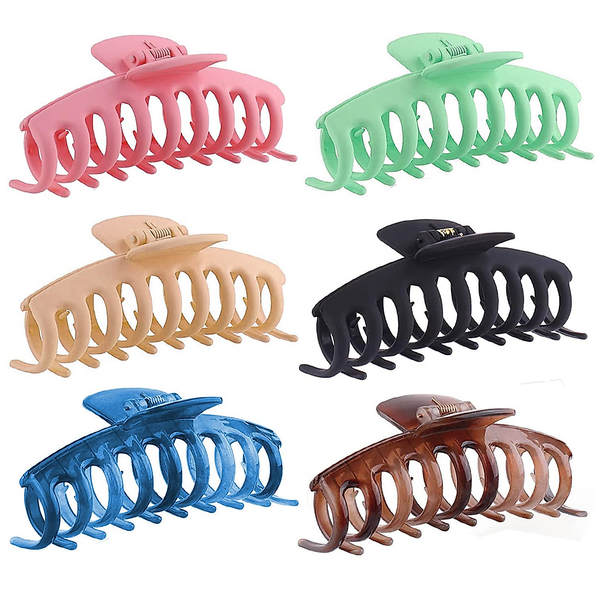 Big Hair Claw Clips 4 Inch Nonslip Claw Clips for Women and Girls Thich Hair Jaw Barrette Hair Styling Accessories Butterfly Clips Stylish Large Hair Acrylic Clip (6 pk)