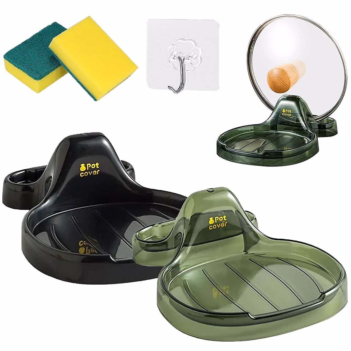 KCRPM Multifunction Kitchen Spatula Rack, Spoon Rest for Kitchen Counter, Cooking Ladle/Spatula/Spoon Holder for Stove Top, Utensil Rest for Countertop (2pcs A)