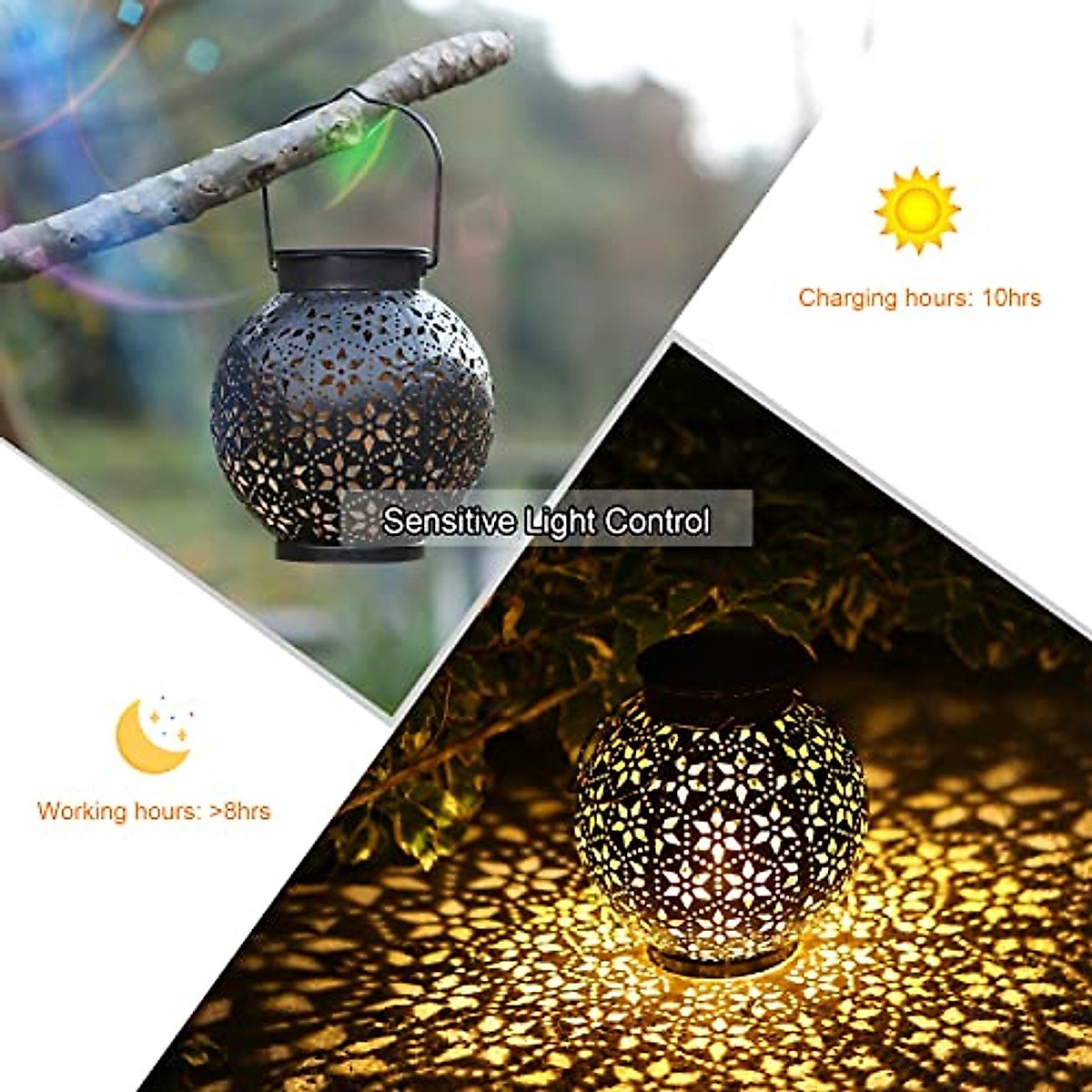 2 Pack Solar Lanterns Outdoor Waterproof, Outdoor Hanging Solar Lanterns Warm White Garden Lanterns Patio Halloween Decor for Garden Landscape Decoration (Butterfly 2 Pack)