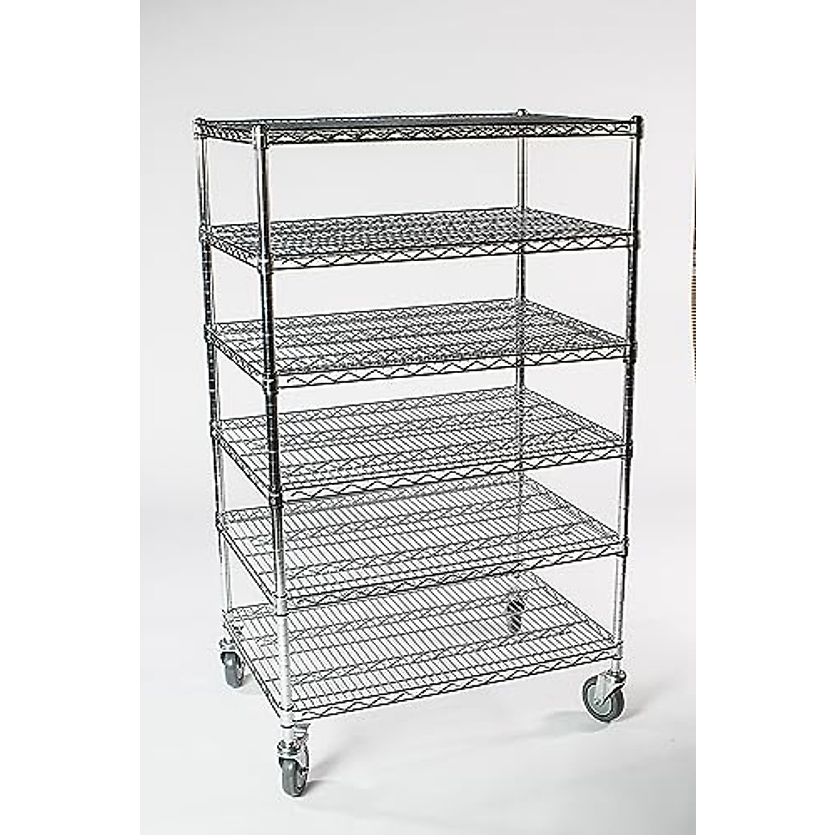 Omega 21" Deep x 42" Wide x 102" High 6 Tier Chrome Wire Shelf Truck with 1200 lb Capacity