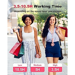 Coohea Handheld Fan Mini Portable Fan USB Rechargeable Battery Fan 3 Speeds Powerful Personal Fan Cute Small Cooling Fan with Base Lanyard for Eyelash Makeup Travel Trip Beach Indoor Outdoor, Pink