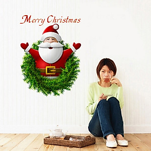 2 Pcs Christmas Windows Stickers Wall Stickers, 3D Santa Claus Merry Christmas Decoration Removable Wall Sticker Festive Children Decor Holiday Door Window Decoration