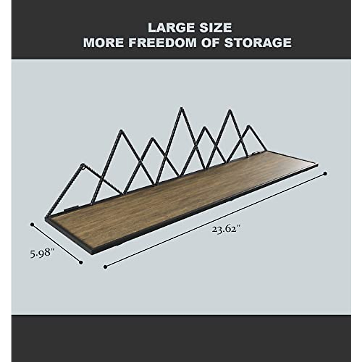 ARTLUO Shelves for Wall Decor Set of 2,24 Inch Floating Shelves Farmhouse Floating Wall Shelves Black Metal Wood Wall Mounted Shelves Wall Shelves for Bedroom Living Room Bathroom