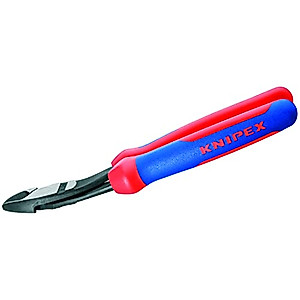 KNIPEX 74 22 200 Comfort Grip High Leverage Angled Diagonal Cutter, 8-Inch, Angled, Comfort Grip