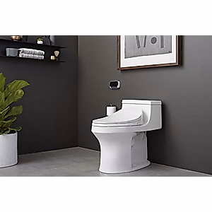 KOHLER K-4007-0 San Souci One-Piece Round-Front Toilet with Left-Hand Trip Lever, Includes Reveal Quiet-Close Toilet Seat, 1.28 GPF, White