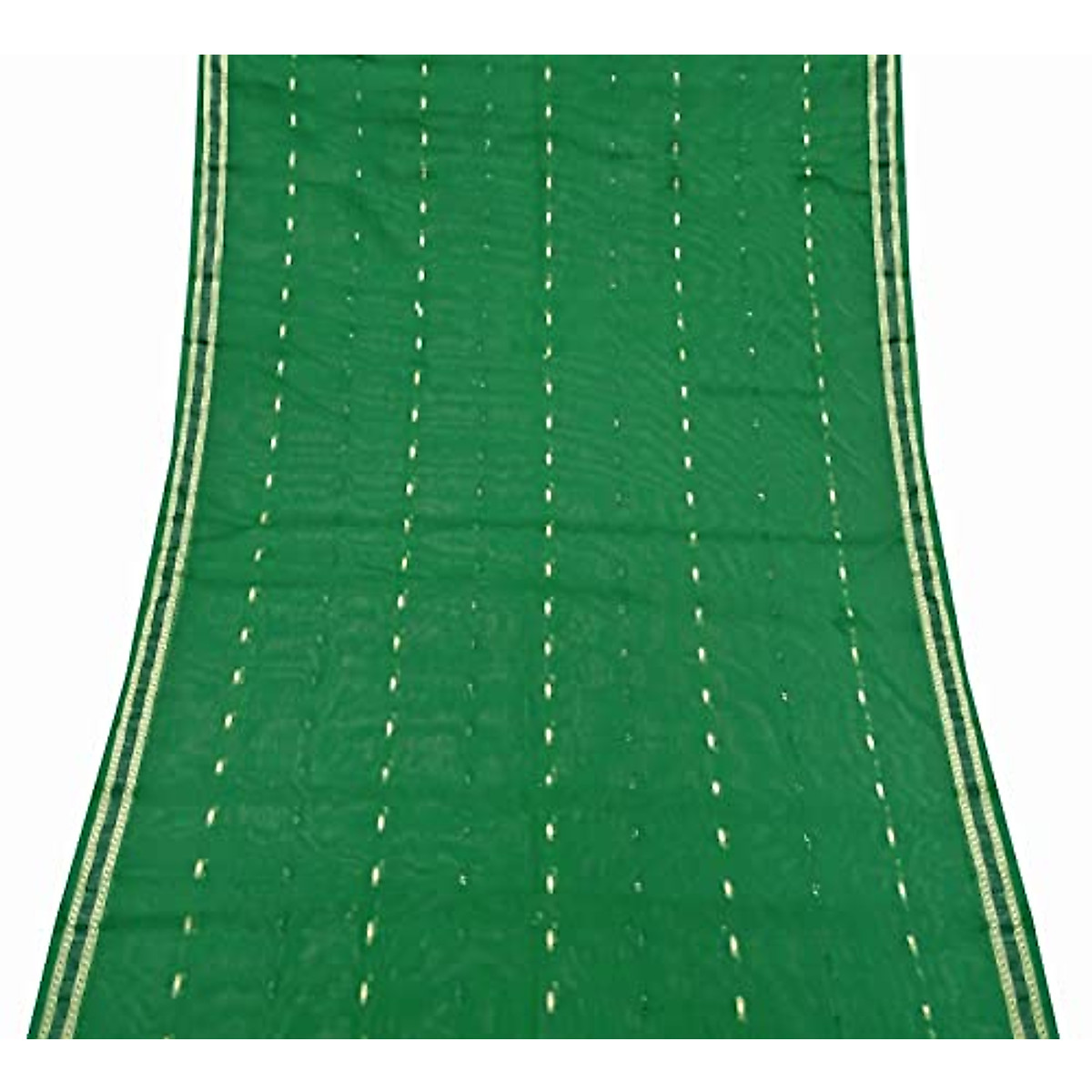 Peegli Indian Vintage Green Cloth Georgette DIY Fabric Traditional Dress Material Woven Textile