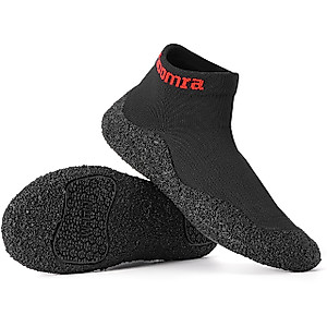 Joomra Mens Yoga Shoes Barefoot Black Size 11 Minimalist Zero Drop Multi-Purpose Barre Socks for Ladies Grouding Pilates Grip Lifting Hiking Female Water Aqua Boating Trekking Tennis