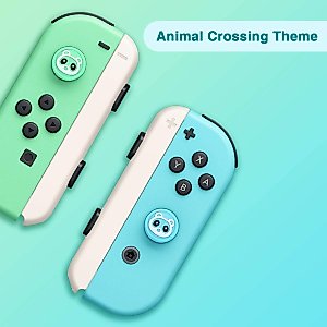 16 Pcs Cute Thumb Grip Caps Compatible with Nintendo Switch/Switch OLED/Switch Lite Console, Soft Silicone Analog Stick Button Cover for Joy-Con Controller, Joystick