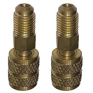Honsysteck R410A Mini Split System Charging Vacuum Port R410 Adapter Swivel Type, 5/16 Female, 1/4 Male SAE (2)